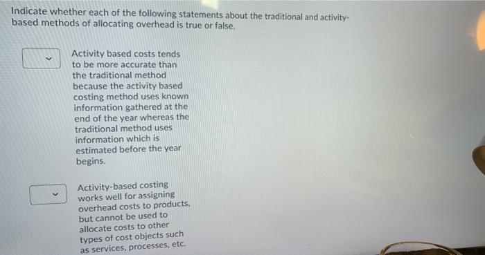 Solved Indicate whether each of the following statements | Chegg.com