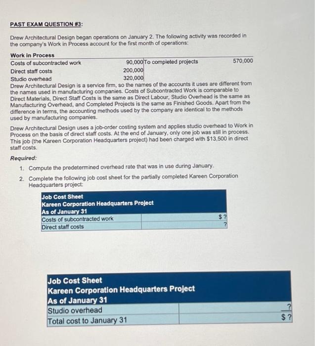 Solved PAST EXAM QUESTION \#3: Drew Architectural Design | Chegg.com