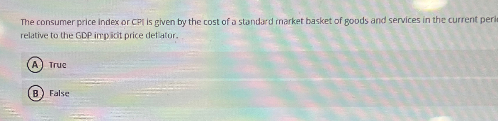 Solved The consumer price index or CPI is given by the cost | Chegg.com