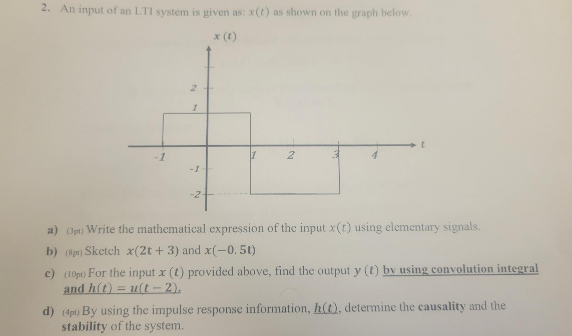Solved 2. An input of an LTI system is given as: x(t) as | Chegg.com