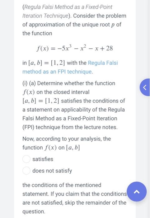 Solved (Regula Falsi Method as a Fixed-Point Iteration | Chegg.com