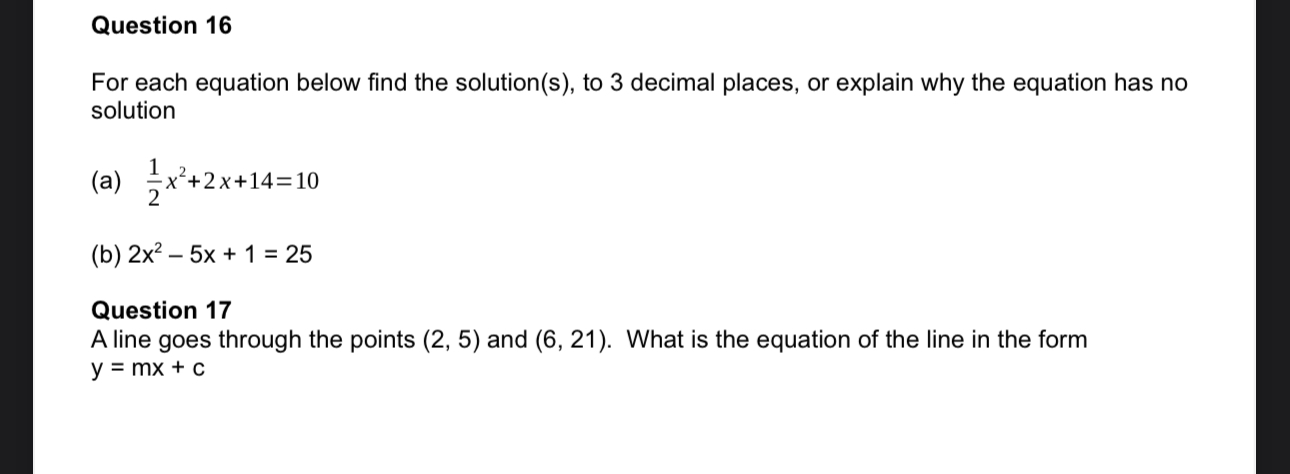 Solved Question 16For each equation below find the | Chegg.com