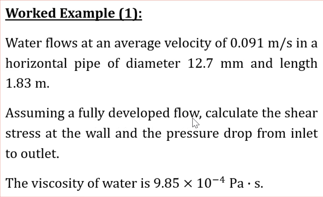 Solved Worked Example (1):Water flows at an average velocity | Chegg.com