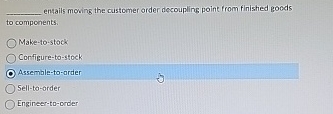 Solved entails moving the customer order decoupling point | Chegg.com