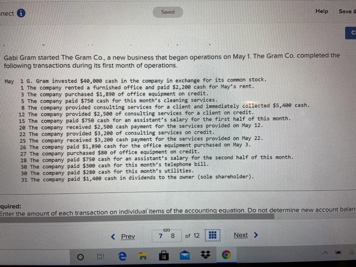 Solved nect Saved Saved Help Save & CI Gabi Gram started The | Chegg.com Solved nect Saved Saved Help Save & CI Gabi Gram started The | Chegg.com