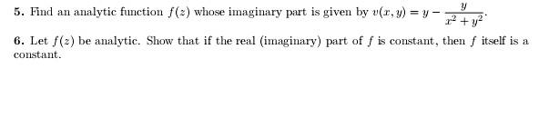 Solved 5. Find an analytic function \\( f(z) \\) whose | Chegg.com