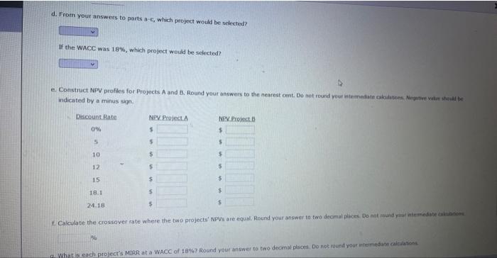Solved Open spreadsheet. a. What is euch project's NPV? | Chegg.com