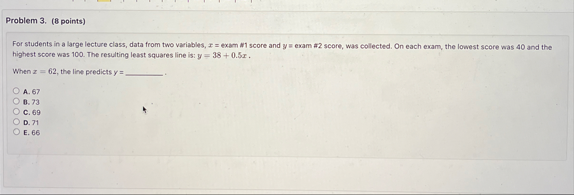 Solved Problem 3. (8 ﻿points)For students in a large lecture | Chegg.com