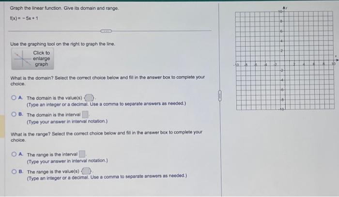 Solved Graph the linear function. Give its domain and range. | Chegg.com