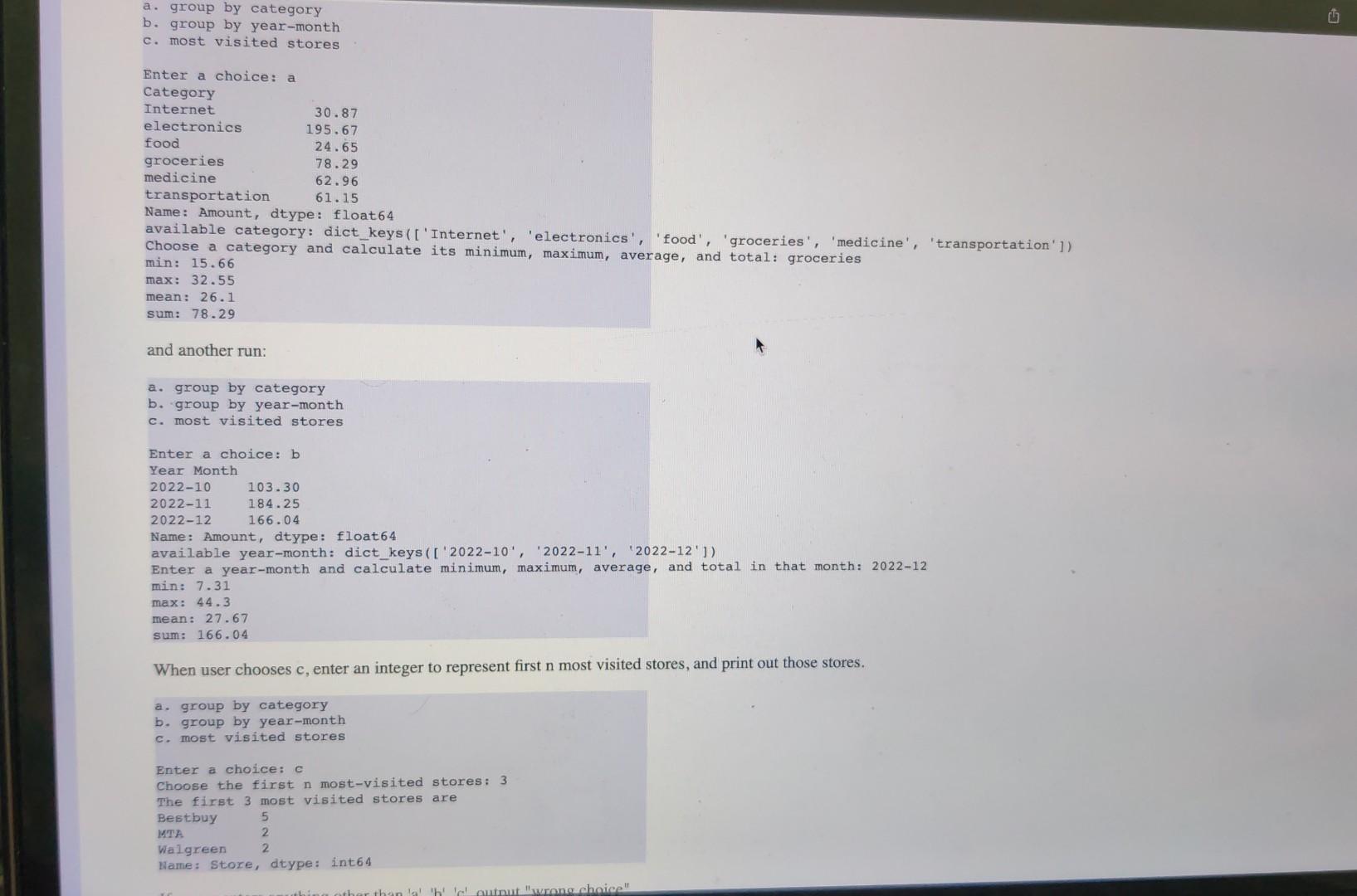 Solved Your program should assume that expenses file, | Chegg.com