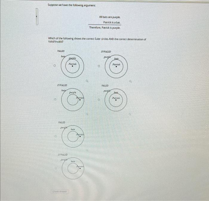 Solved Suppose we have the following argument. All bats are | Chegg.com