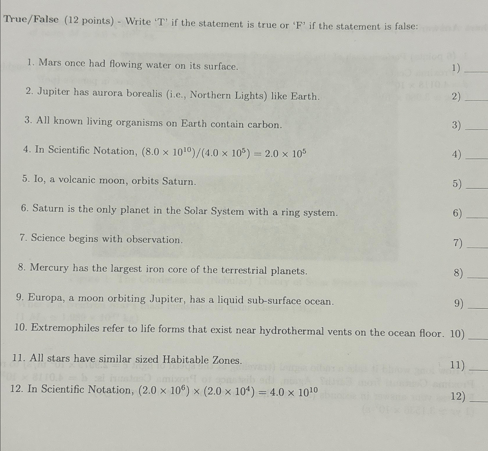 Solved Truefalse 12 ﻿points ﻿write T ﻿if The 