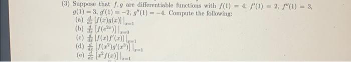 Solved 3) Suppose that f,g are differentiable functions with | Chegg.com