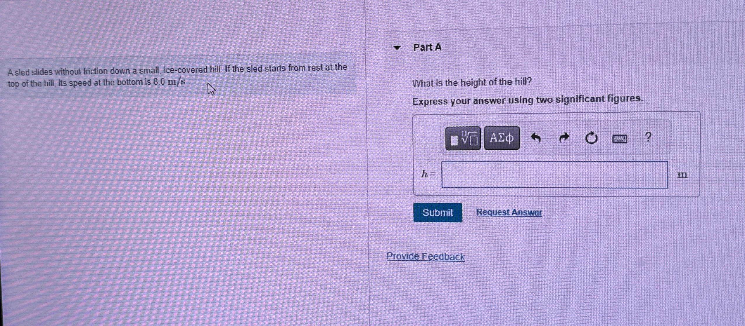 Solved Part AA sled slides without friction down a small, | Chegg.com