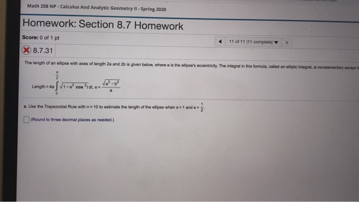 Solved Math 208 NP. Calculus And Analytic Geometry II - | Chegg.com Solved Math 208 NP. Calculus And Analytic Geometry II - | Chegg.com