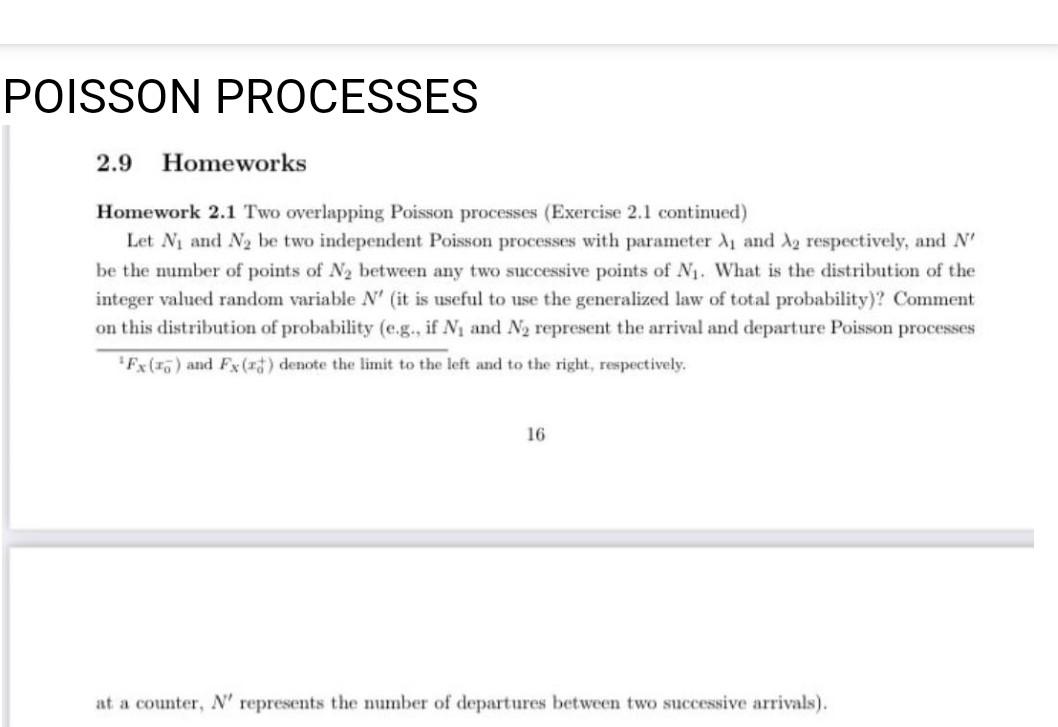 Solved 2.9 Homeworks Homework 2.1 Two overlapping Poisson | Chegg.com