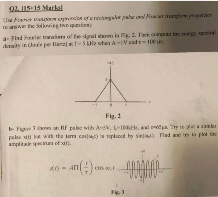 Use Fourier transform expression of a rectangular | Chegg.com