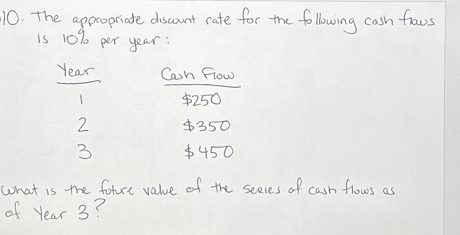 Solved The appropriate discount rate for the following cash | Chegg.com
