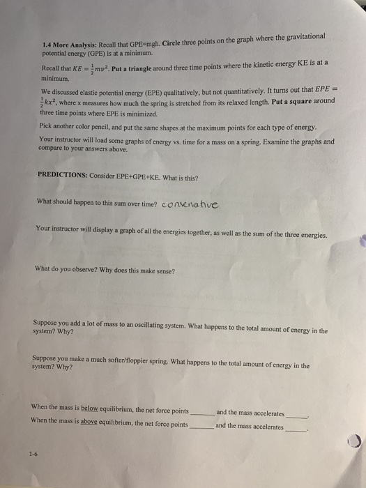 1.4 More Analysis: Recall that GPE-mgh. Circle three | Chegg.com