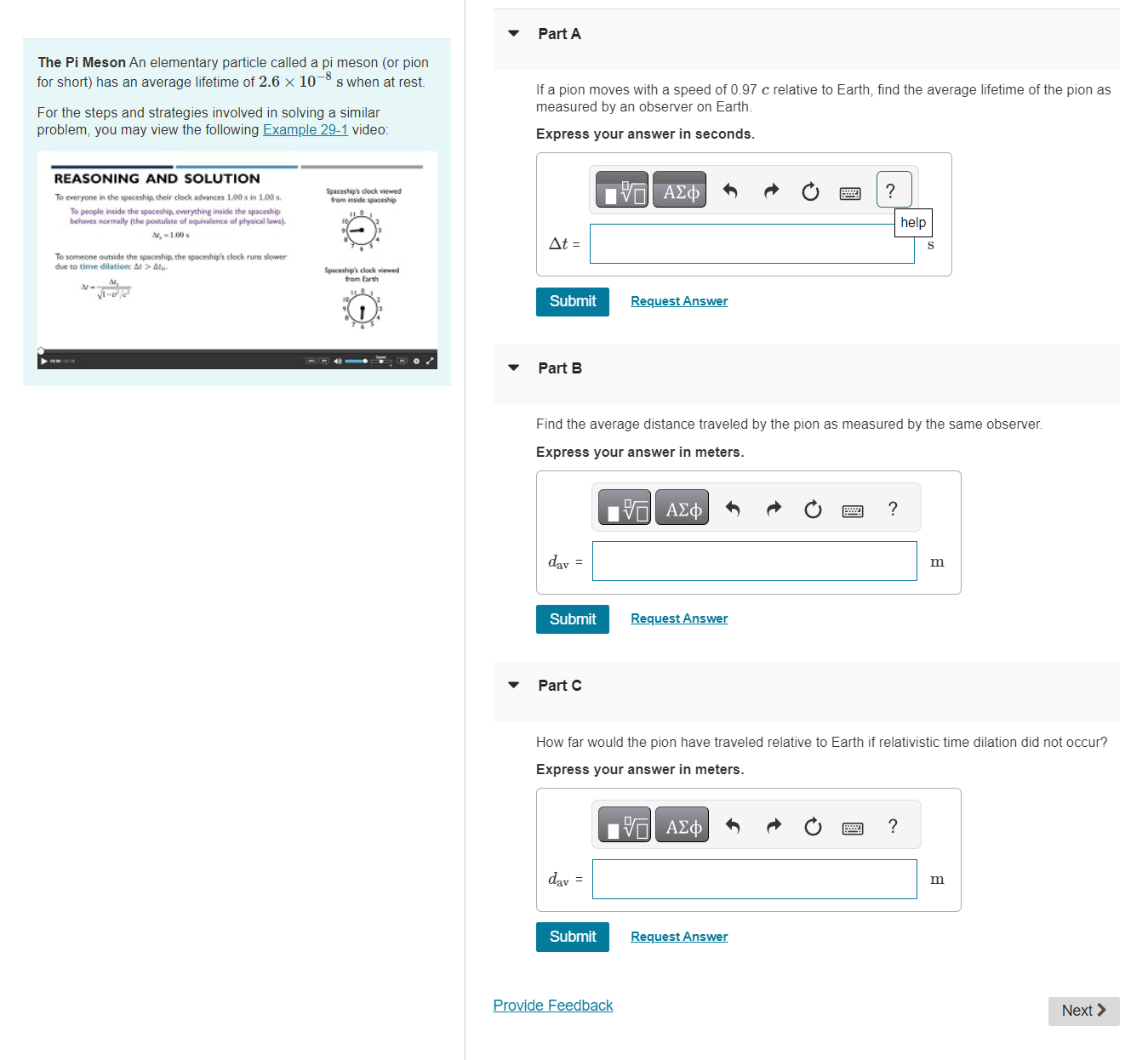 Solved The Pi Meson An elementary particle called a pi meson | Chegg.com