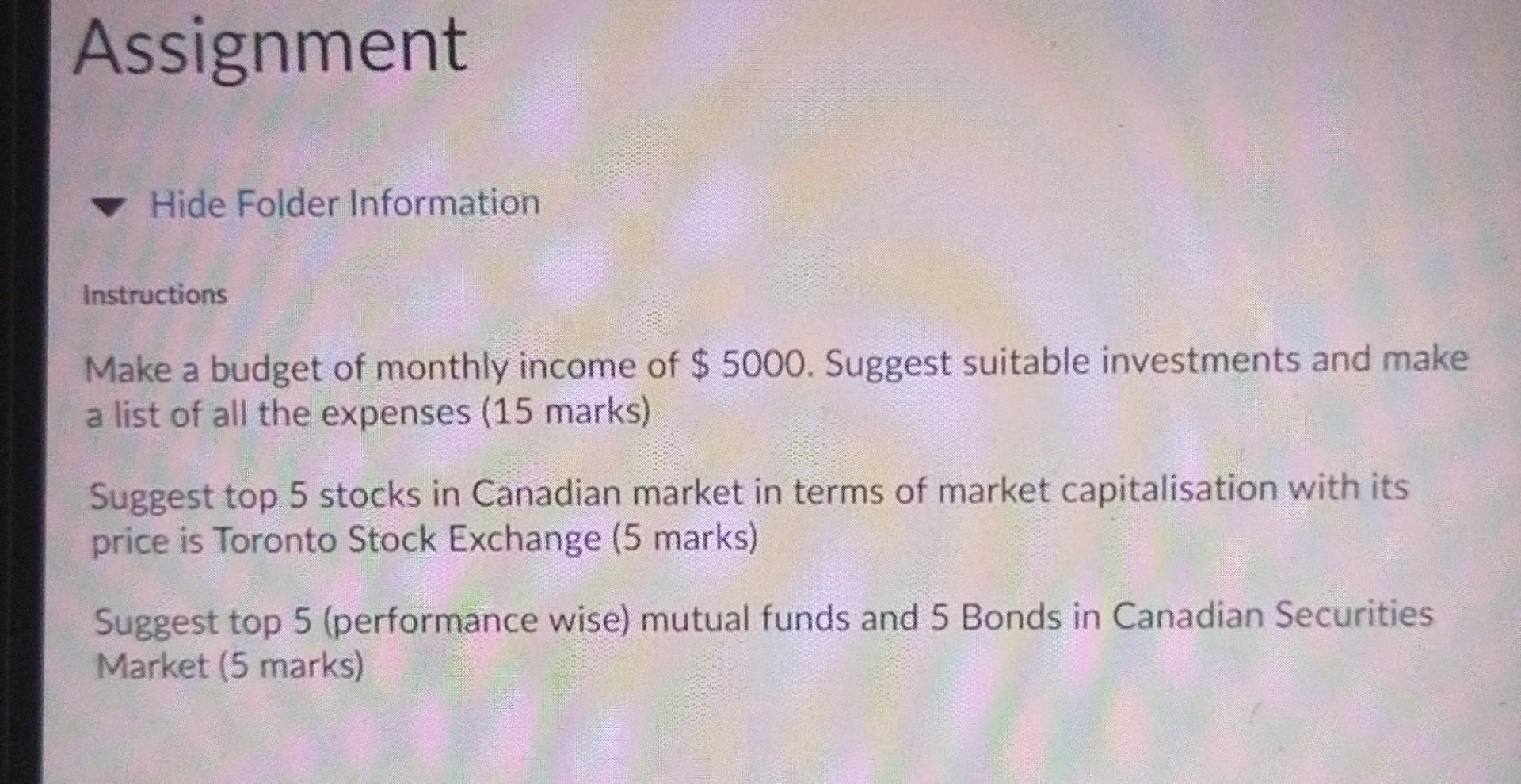 Assignment Hide Folder Information Instructions Make | Chegg.com