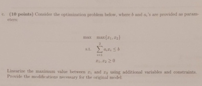 Solved c. (10 ﻿points) ﻿Consider the optimization problem | Chegg.com