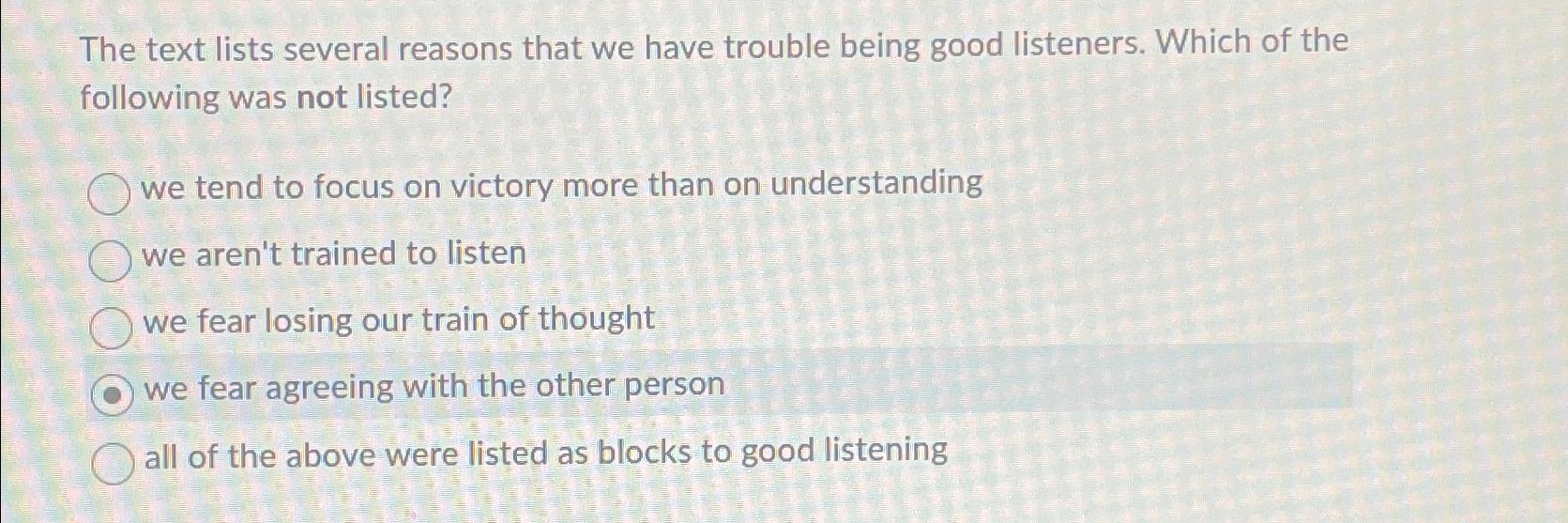 Solved The text lists several reasons that we have trouble | Chegg.com