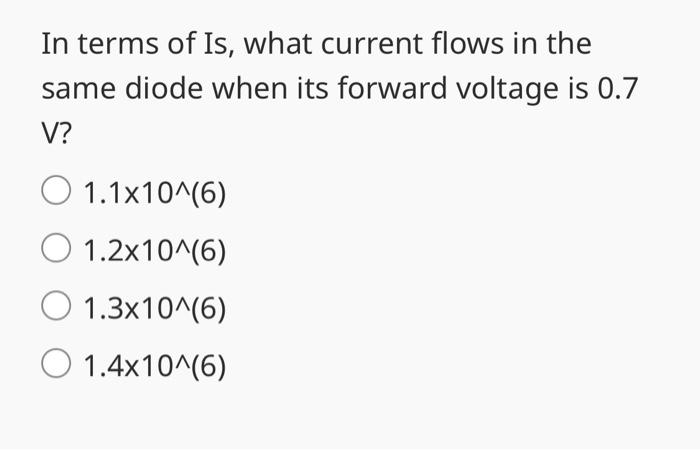 Solved In terms of Is, what current flows in the same diode | Chegg.com