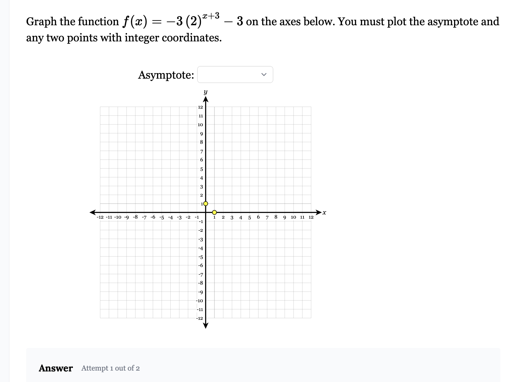 Solved Graph the function f(x)=-3(2)x+3-3 ﻿on the axes | Chegg.com