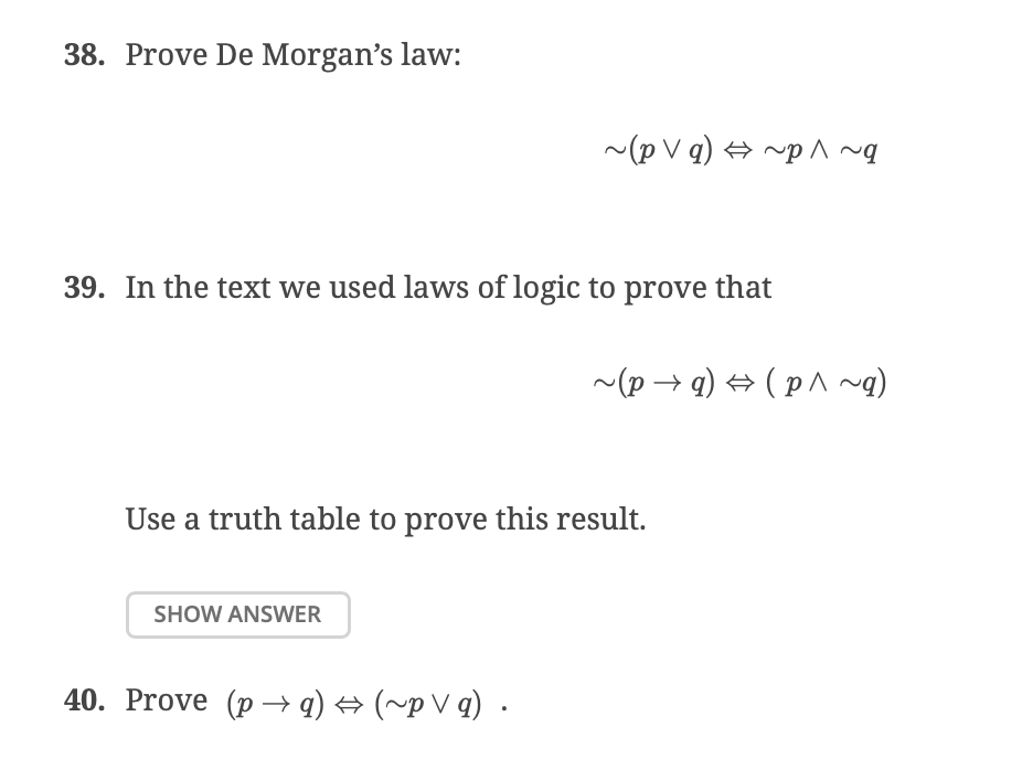 Solved solve 38 ﻿and 40 ﻿by using truth tables | Chegg.com