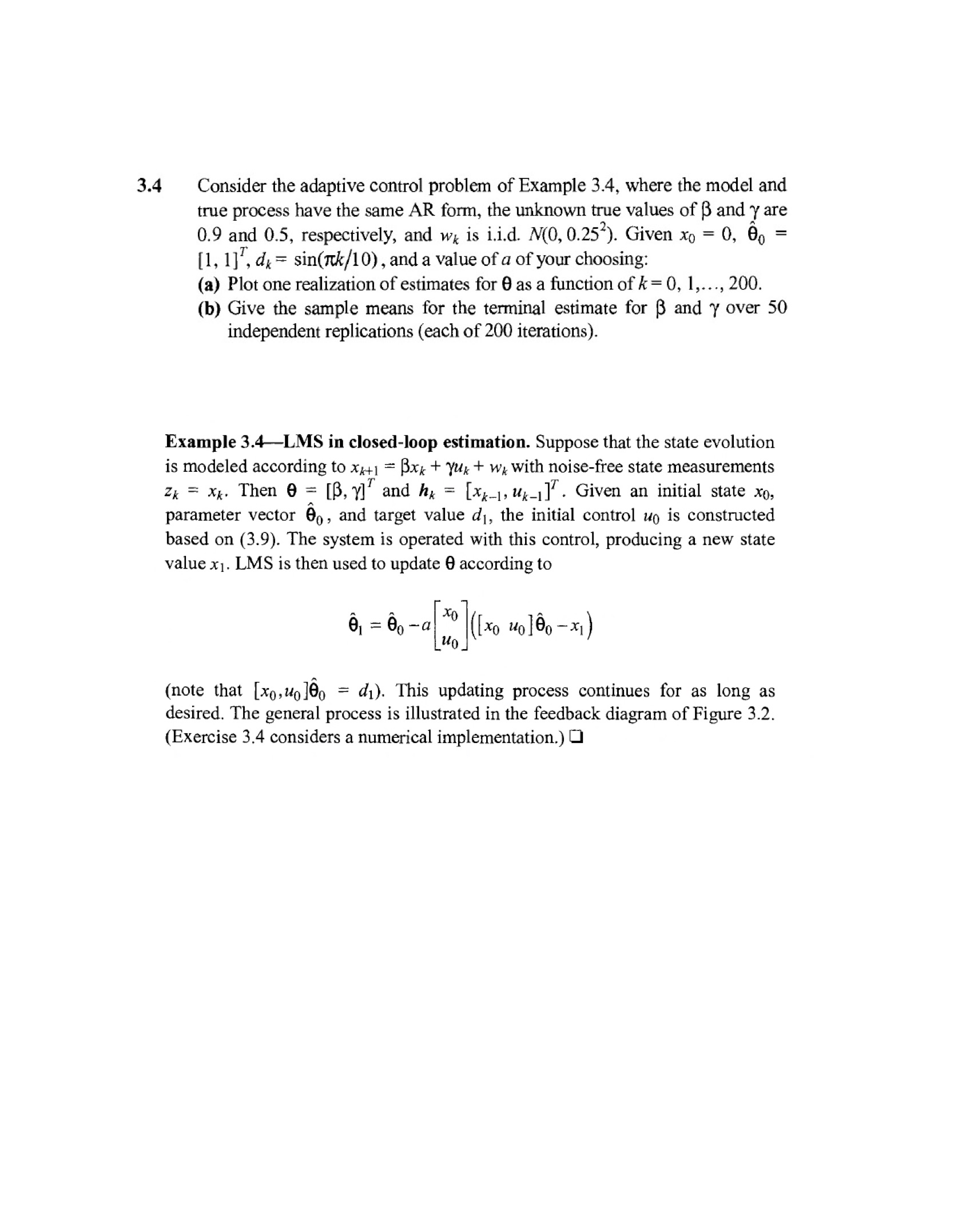 Solved 3.4 ﻿Consider the adaptive control problem of Example | Chegg.com