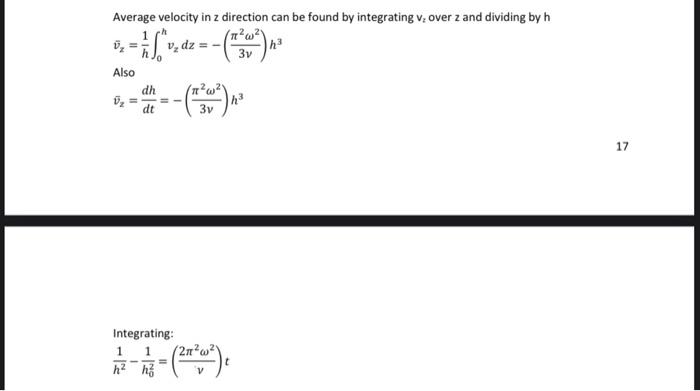 Solved Average velocity in z direction can be found by | Chegg.com