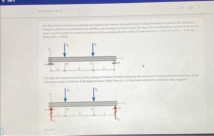 Solved Use discontinuity functions to develop the load | Chegg.com