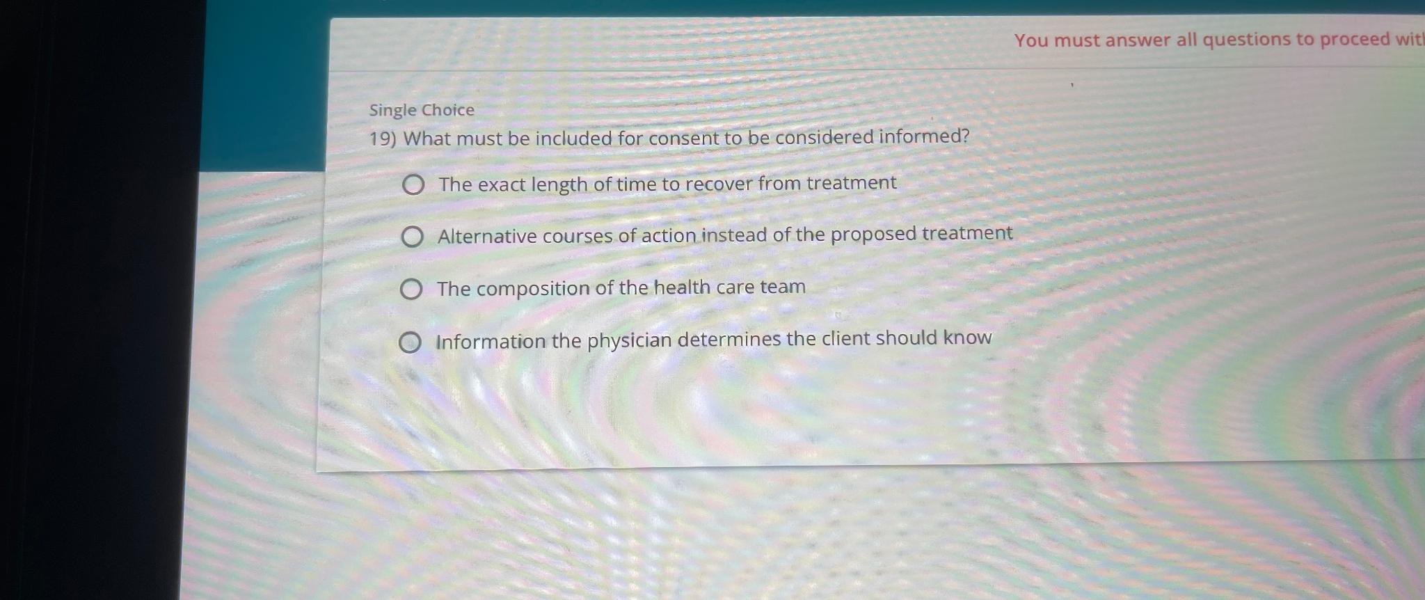Solved You must answer all questions to proceed witSingle | Chegg.com