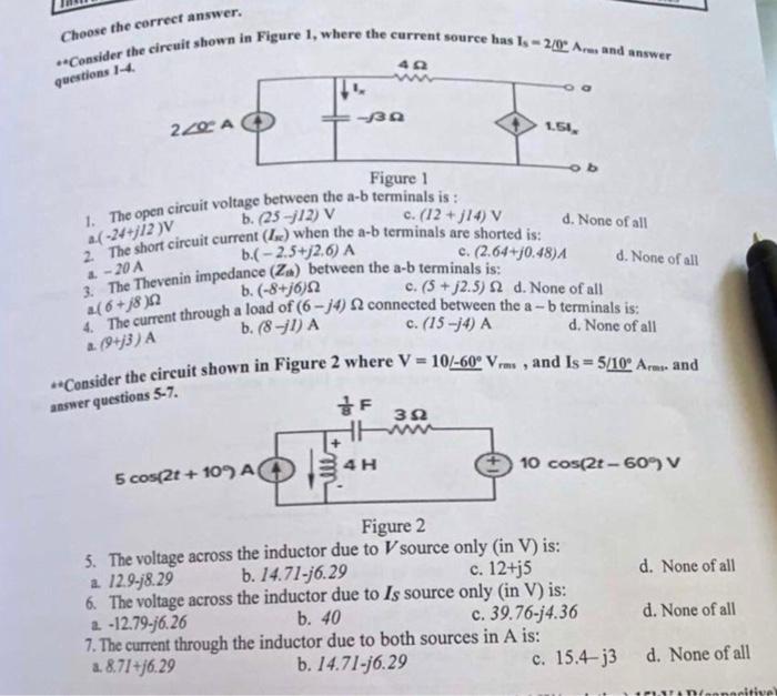 Solved Choose the correct answer. *Consider the circuit | Chegg.com