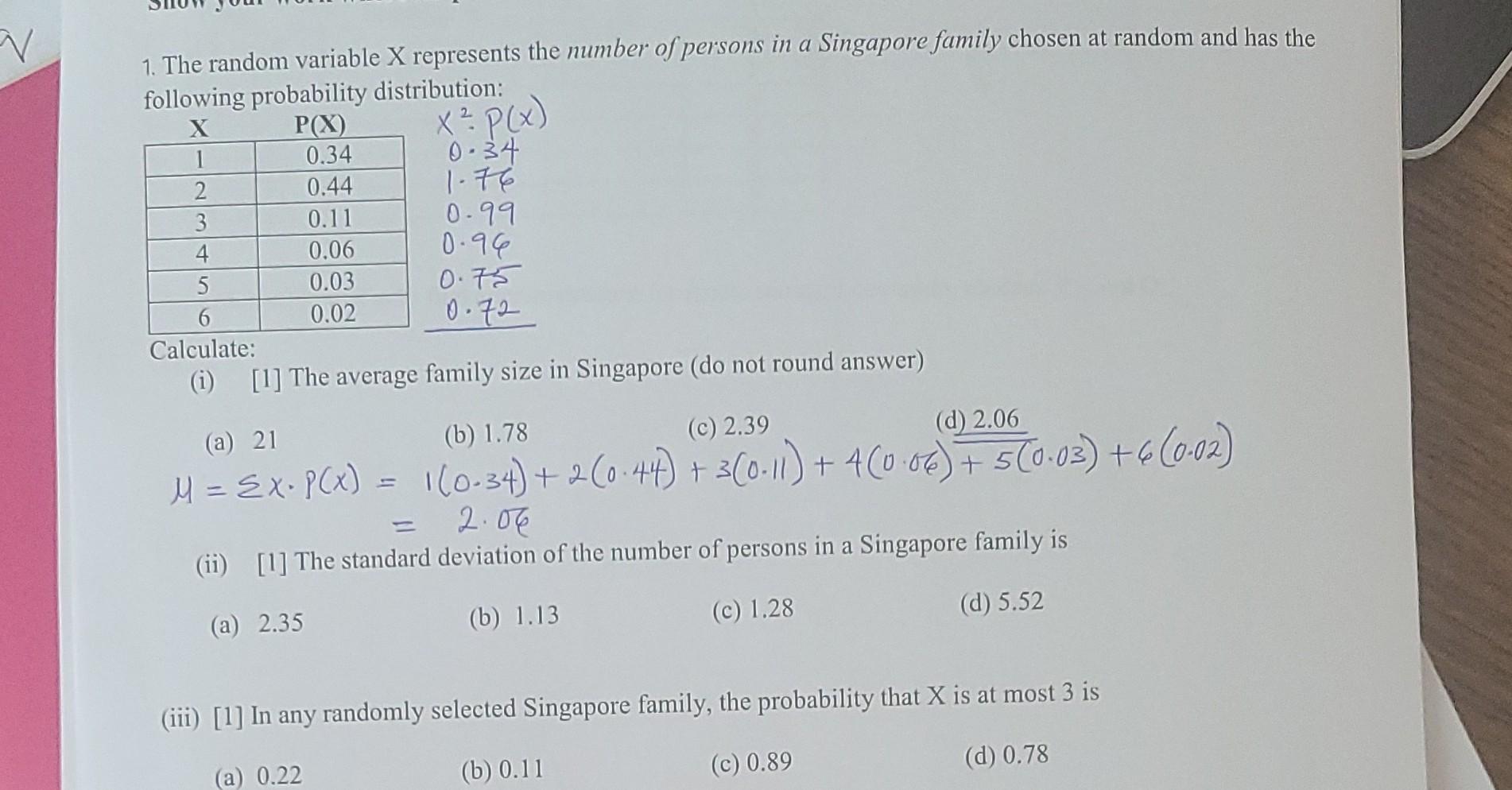 Solved 1. The random variable X represents the number of | Chegg.com