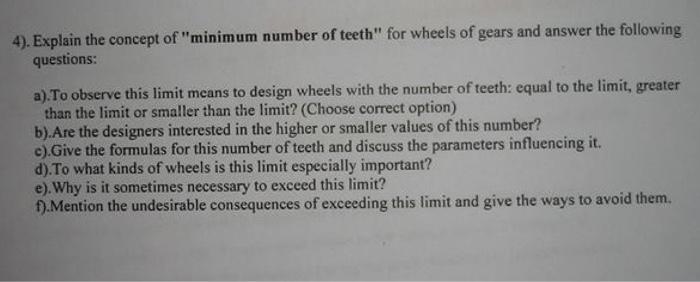 Solved 4). Explain the concept of "minimum number of teeth" | Chegg.com