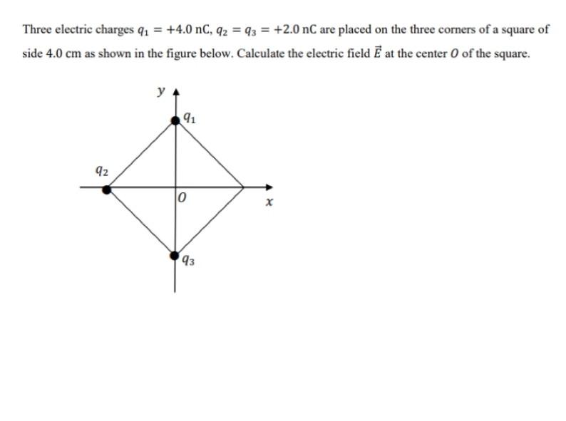 Solved Three electric charges q1=+4.0nC,q2=q3=+2.0nC are | Chegg.com