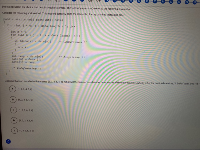 Solved 19 00002021222325 Directions: Select the choice that | Chegg.com