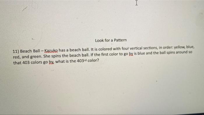 Solved I Look for a Pattern - 11) Beach Ball - Kazuko has a | Chegg.com