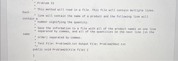 Solved - Problem 23 * This method will read in a file. This | Chegg.com