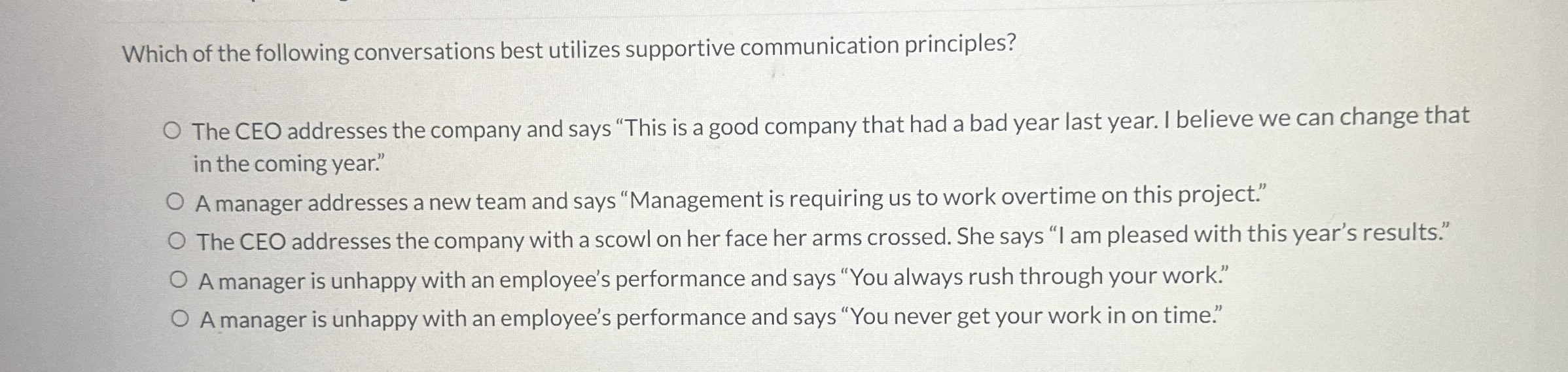 Solved Which of the following conversations best utilizes | Chegg.com