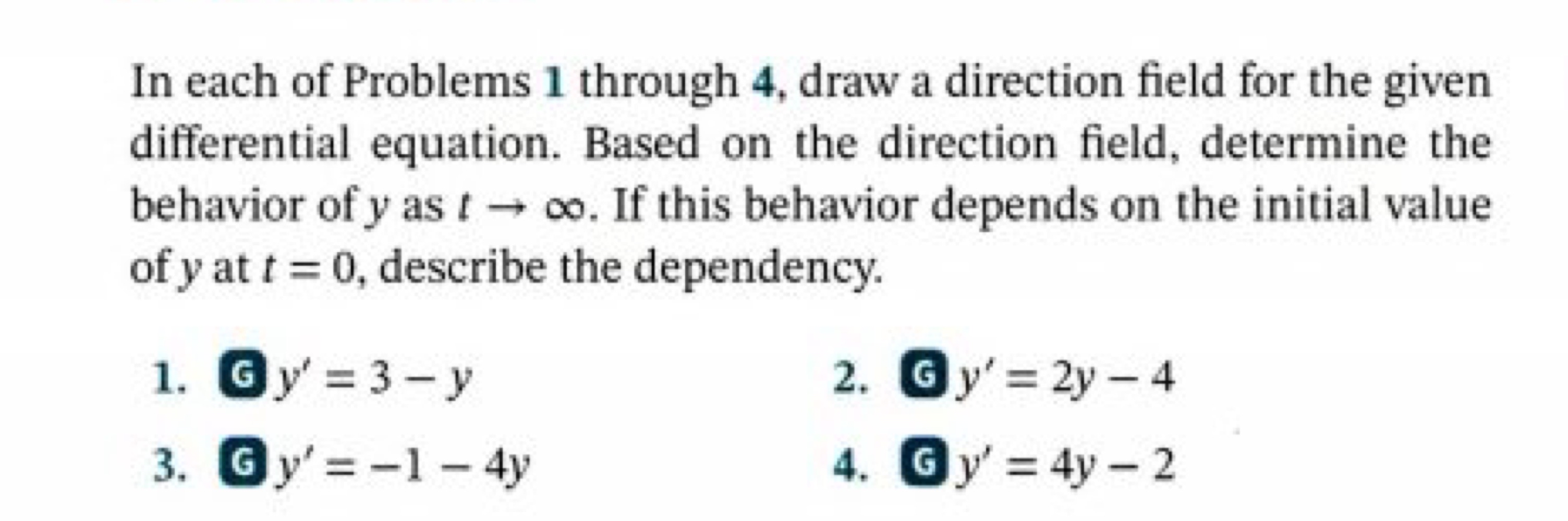 Solved In each of Problems 1 ﻿through 4, ﻿draw a direction | Chegg.com