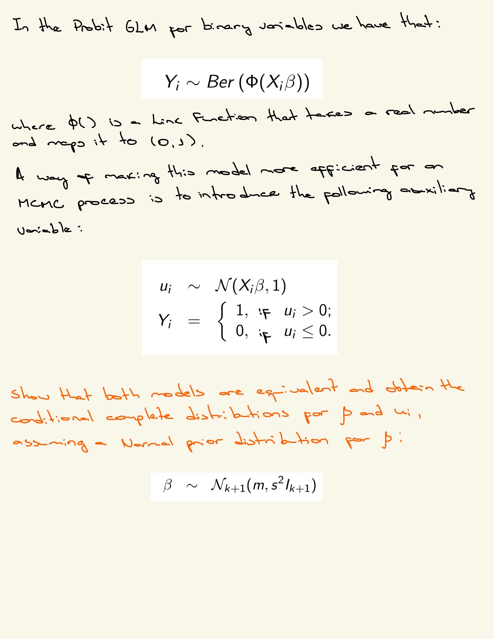 Solved In the Probit GLM for binary vari-bles we have | Chegg.com