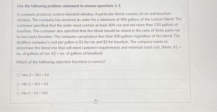 Solved Use the following problem statement to answer | Chegg.com
