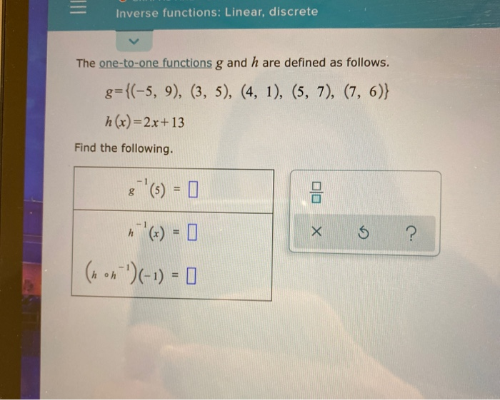 Solved Inverse functions: Linear, discrete The one-to-one | Chegg.com
