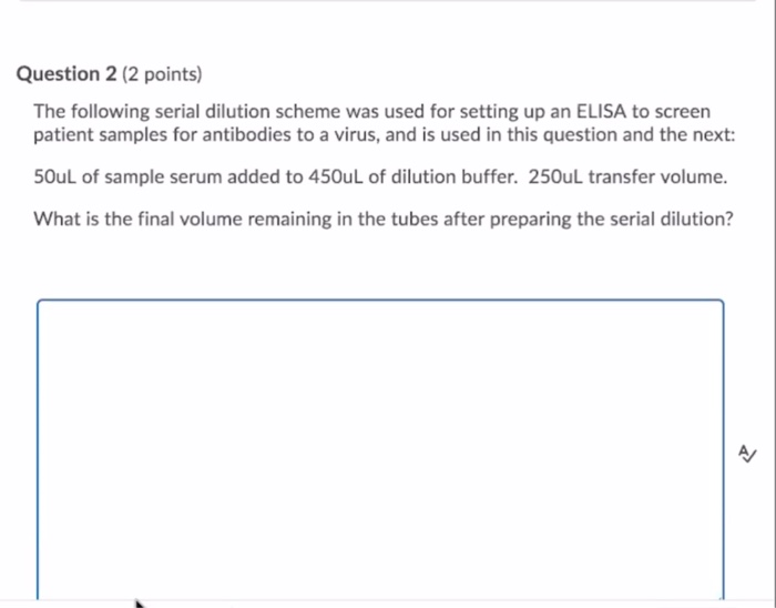 Solved Question 2 (2 points) The following serial dilution | Chegg.com