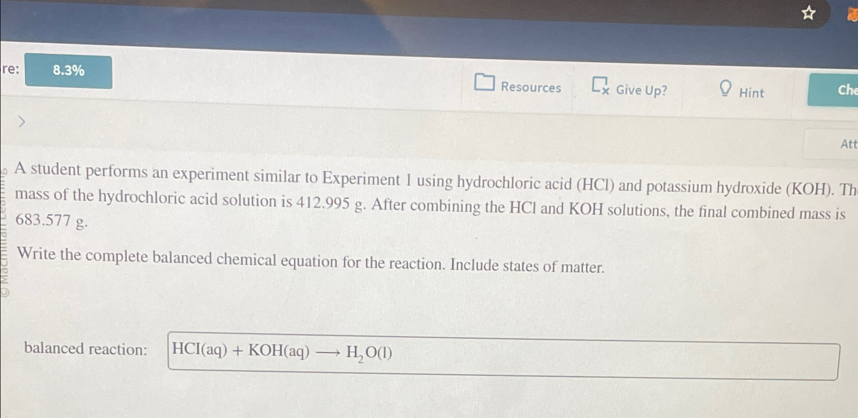 Solved ResourcesGive Up?HintA student performs an experiment | Chegg.com