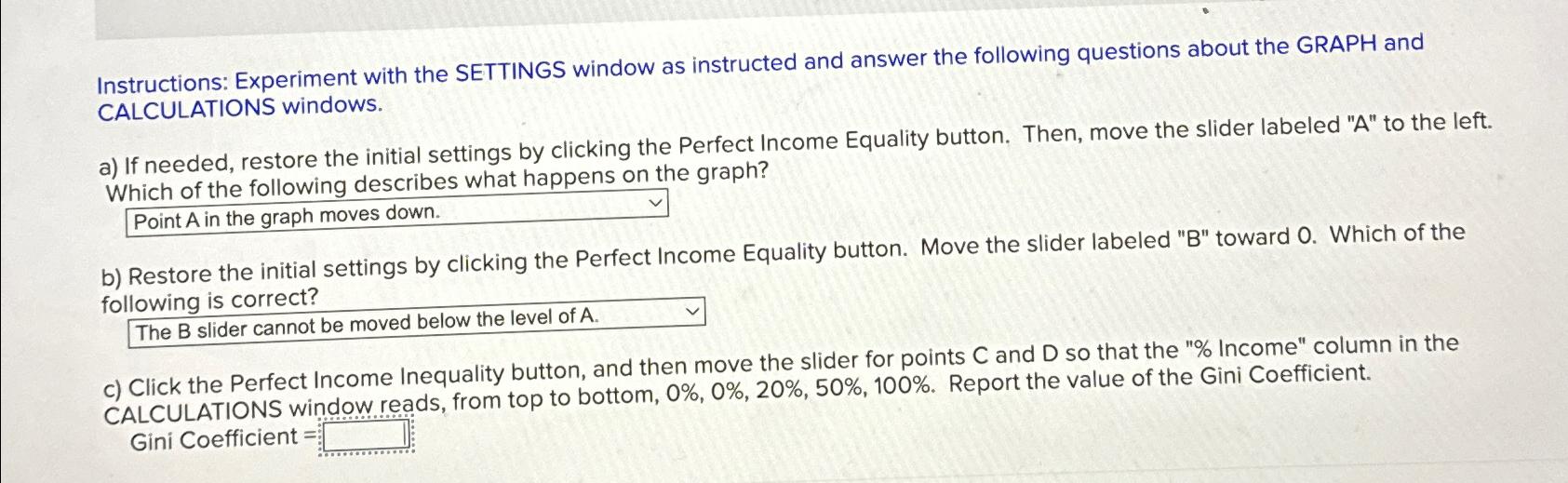 Solved Instructions: Experiment with the SETTINGS window as | Chegg.com