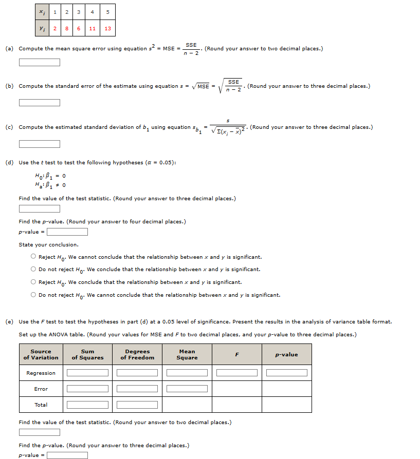 Solved Consider the data.xi1 2 3 4 5 | Chegg.com